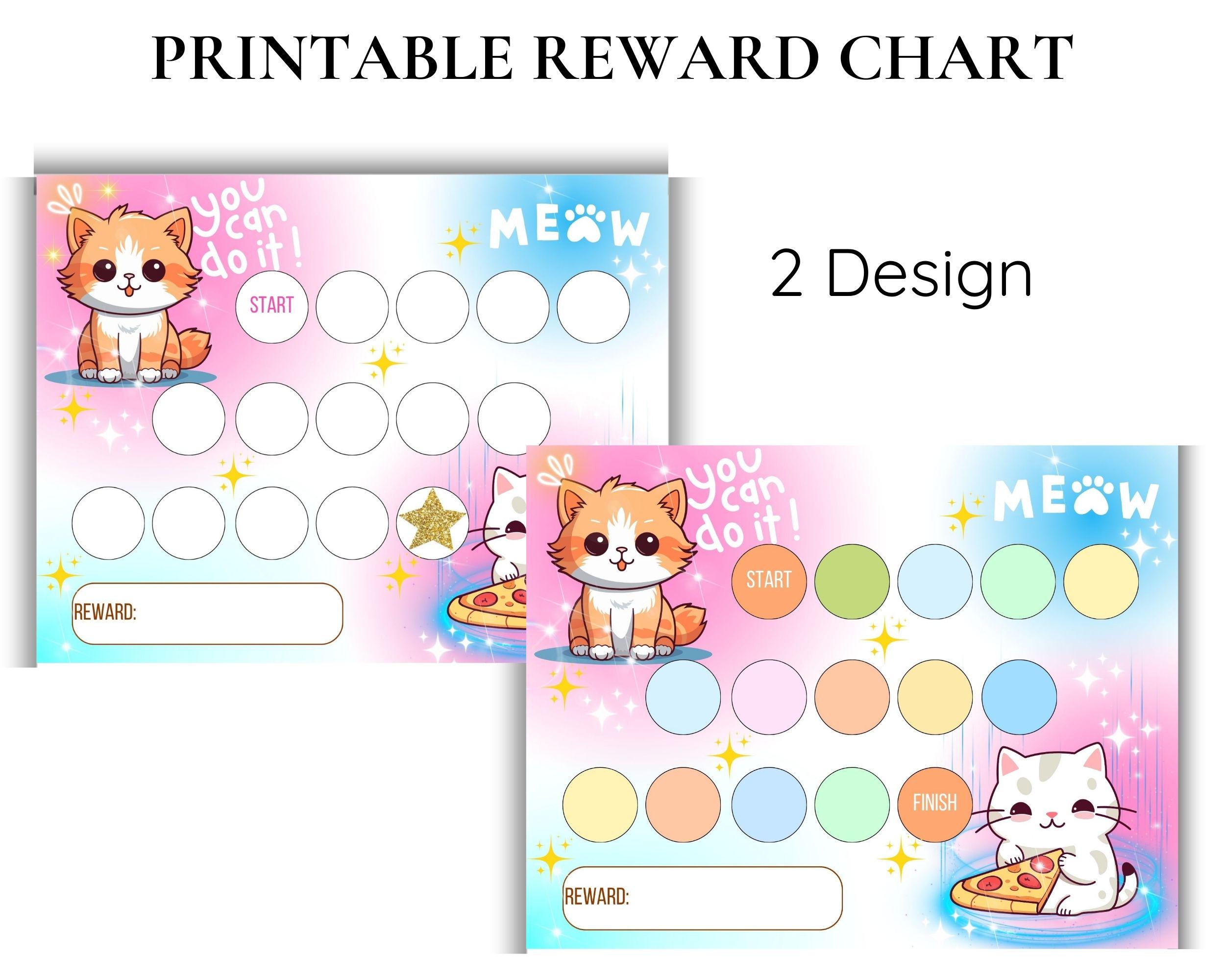 Printable Cat Reward Chart - Kids Reward Chart - Behavior Chart - Potty ...