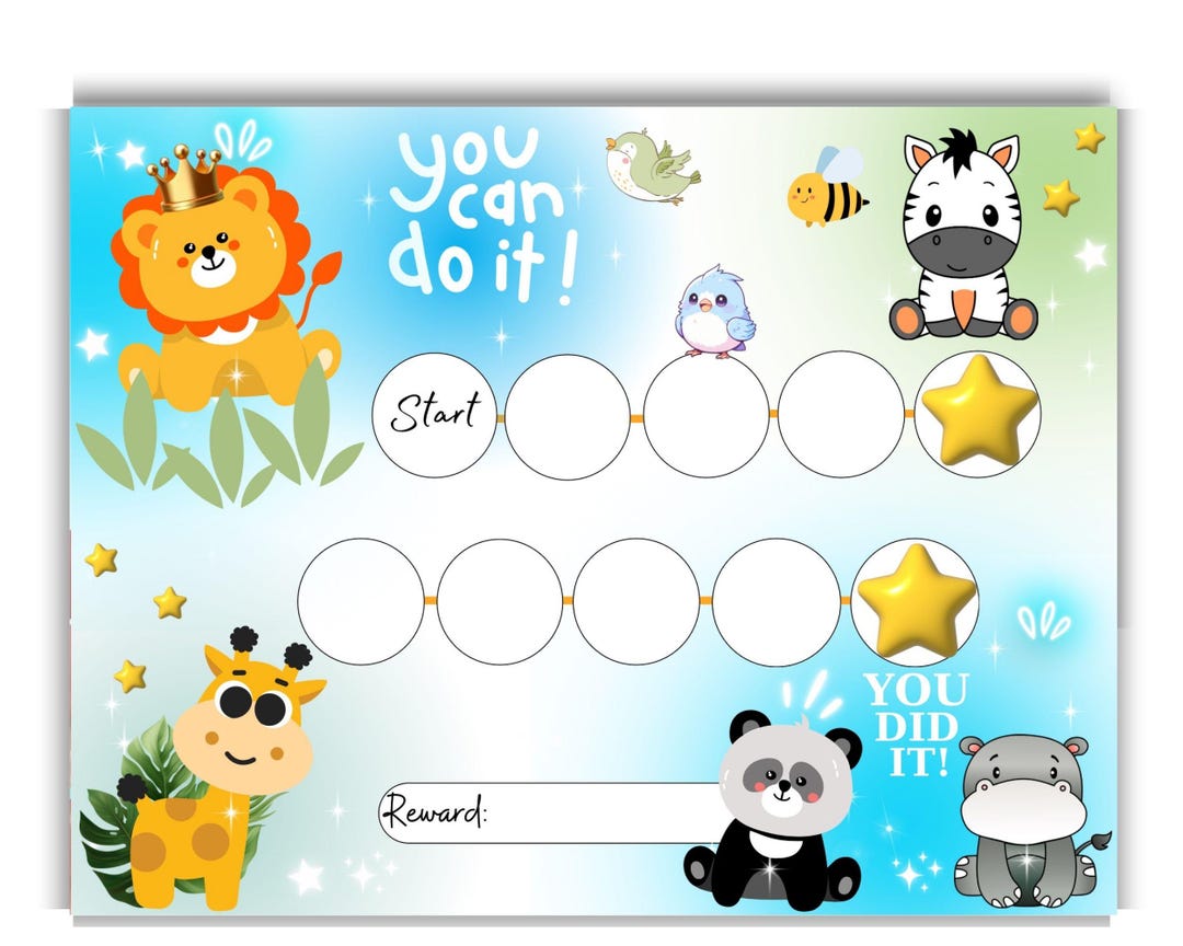 Baby Animals Reward Chart – Printable Sticker Chart for Kids | Potty ...