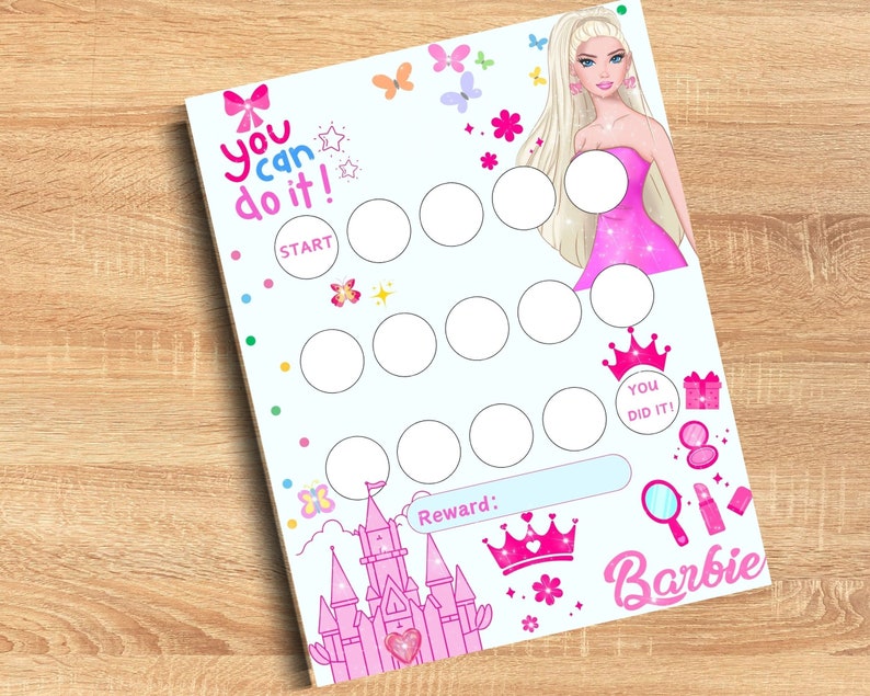 Barbie Reward Chart Girls Princess Reward Chart Potty Training Chart ...