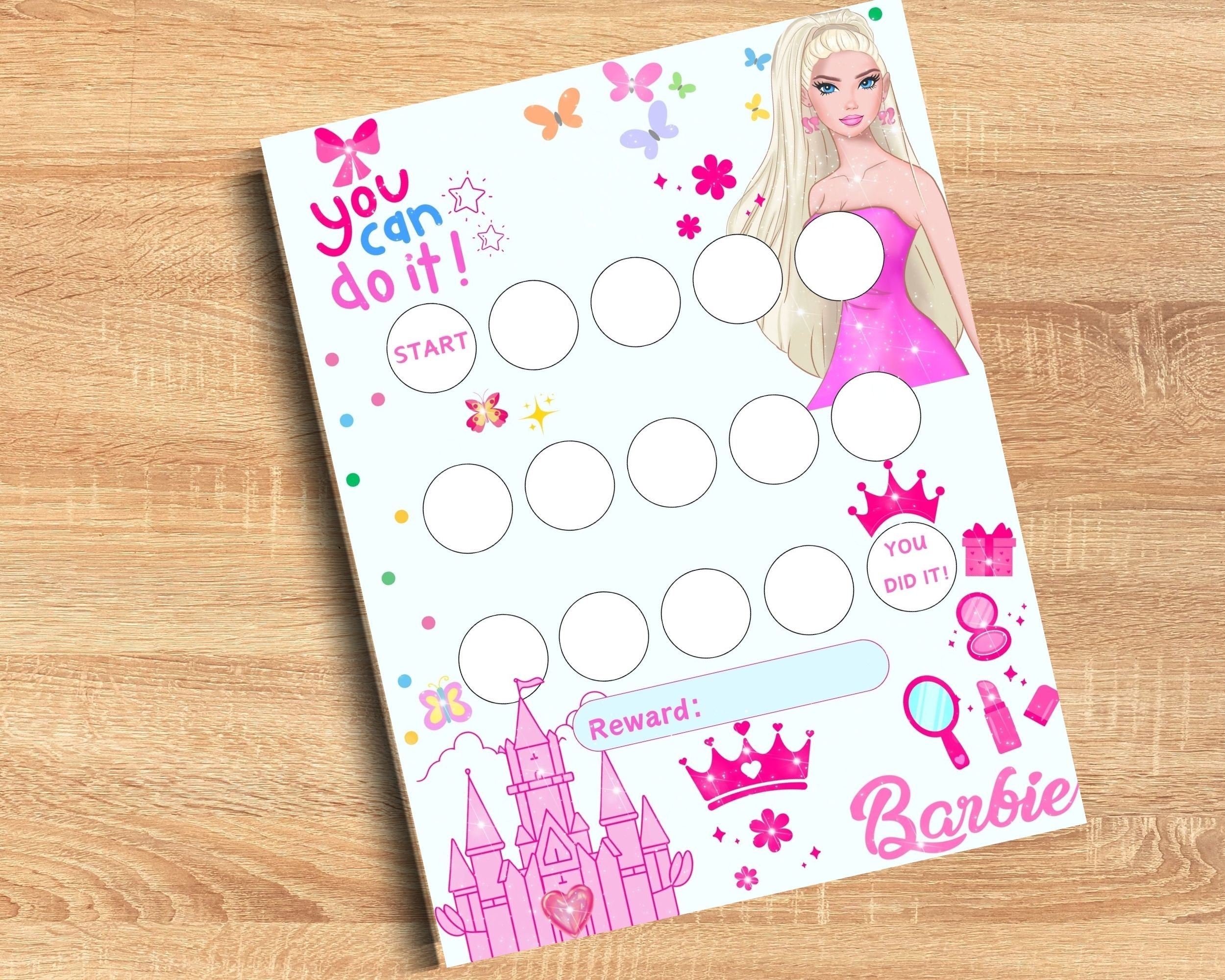 Barbie Reward Chart Girls Princess Reward Chart Potty Training Chart ...