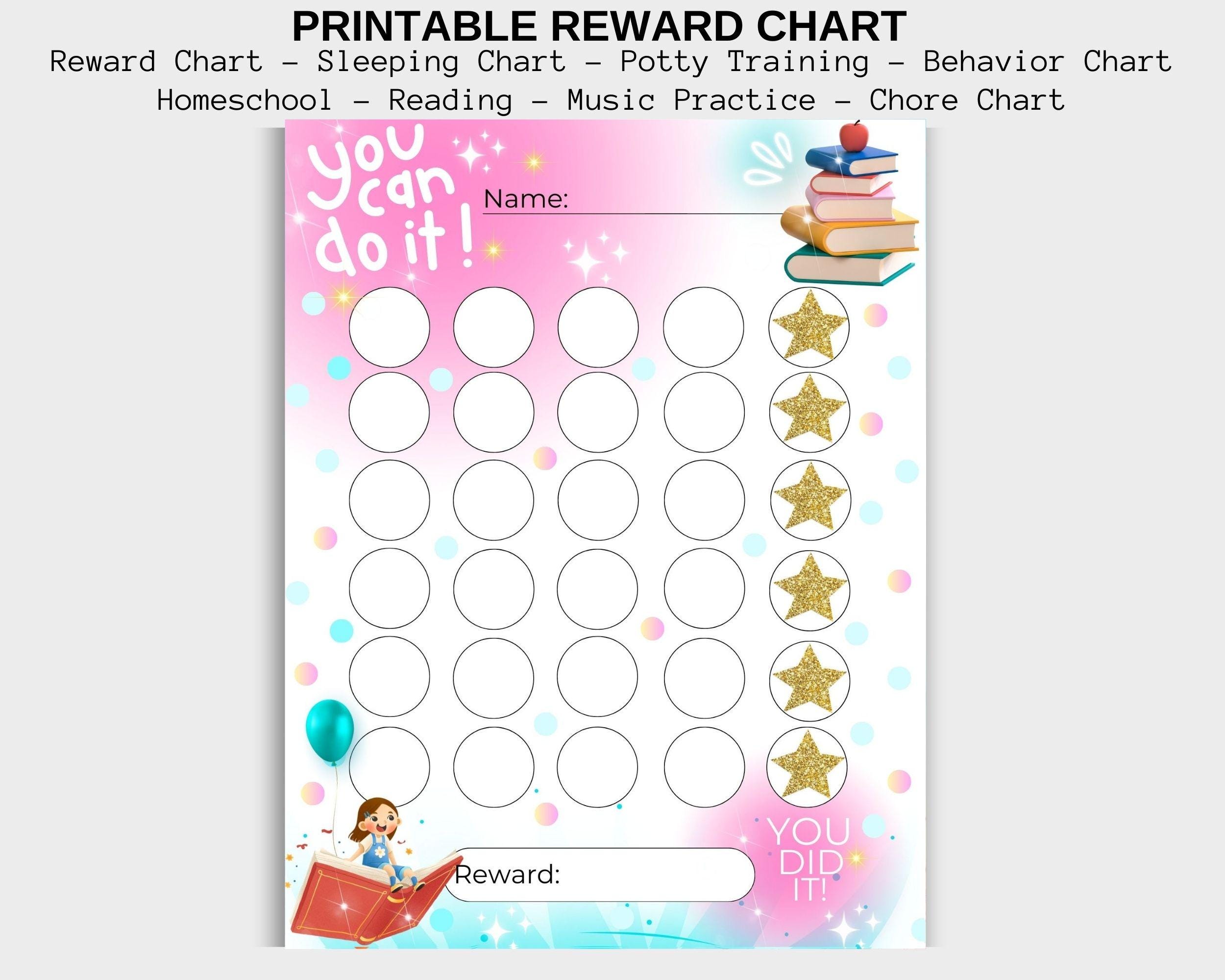 Reading Reward Chart - Kids Printable Reading Chart- Sticker Chart ...