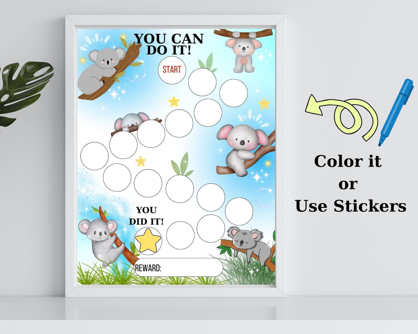 Koala Reward Chart for Kids - Chore, Potty, Sleep, Reading, Behavior ...