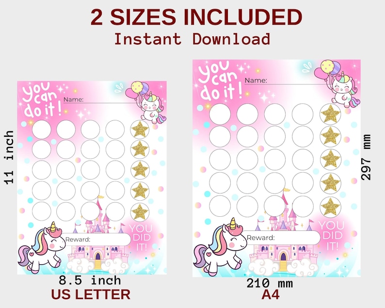 Unicorn Reward Chart - Unicorn Sticker Chart - Potty Training Chart ...