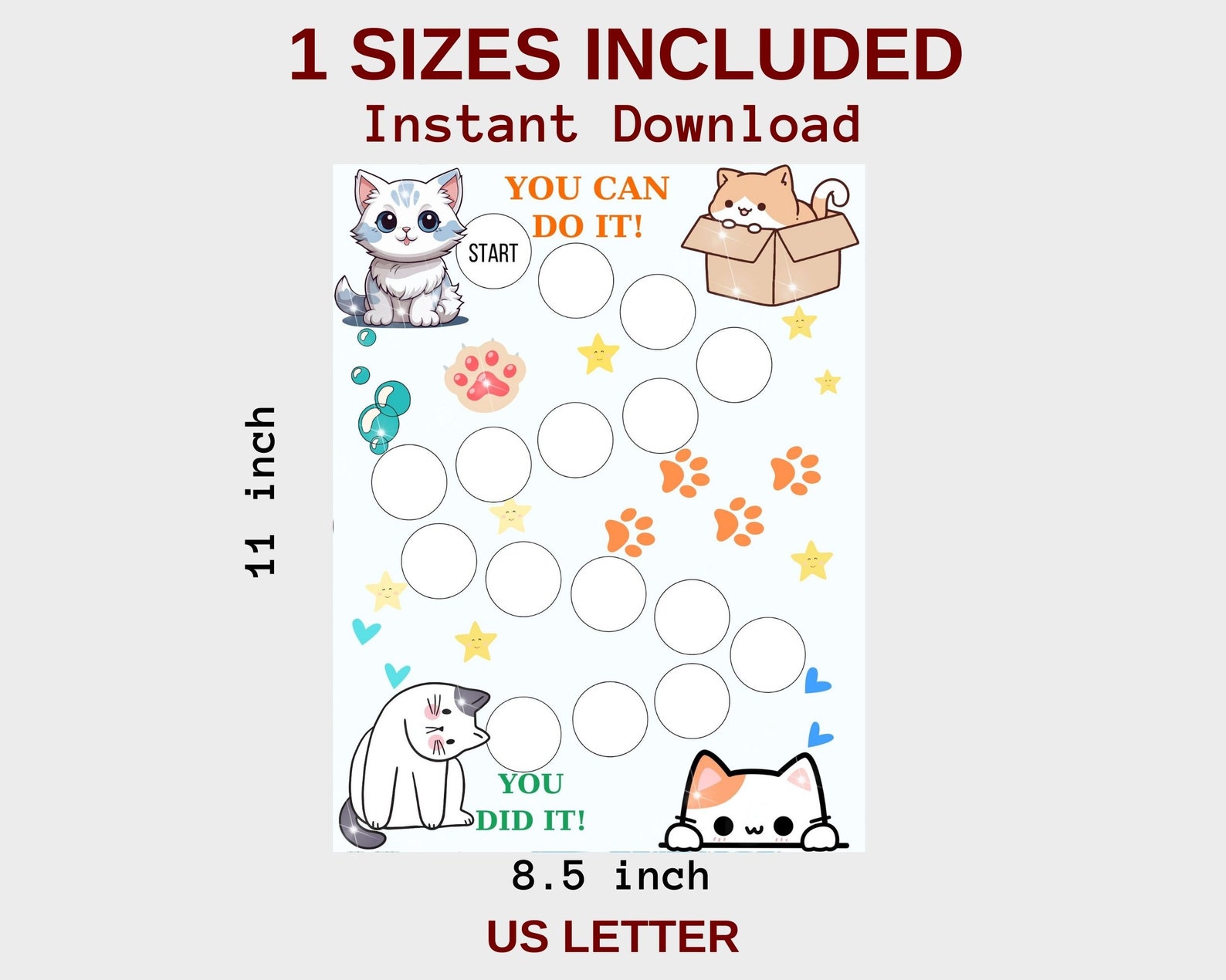 Printable Cat Reward Chart Bundle Kids Reward Chart Potty Training ...