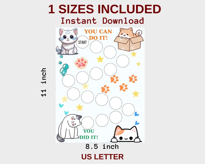 Printable Cat Reward Chart Bundle Kids Reward Chart Potty Training ...