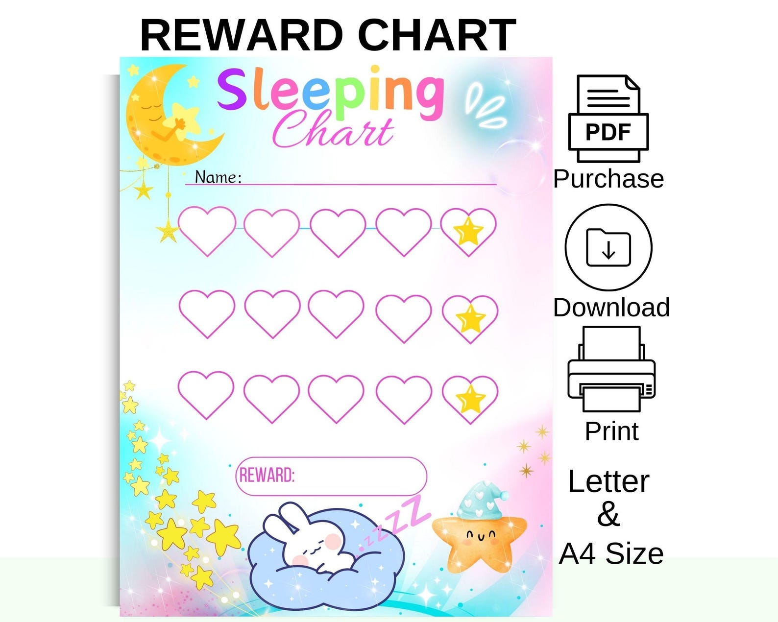 Printable Sleep Routine Reward Chart: Bedtime Tracker for Toddlers (A4 ...