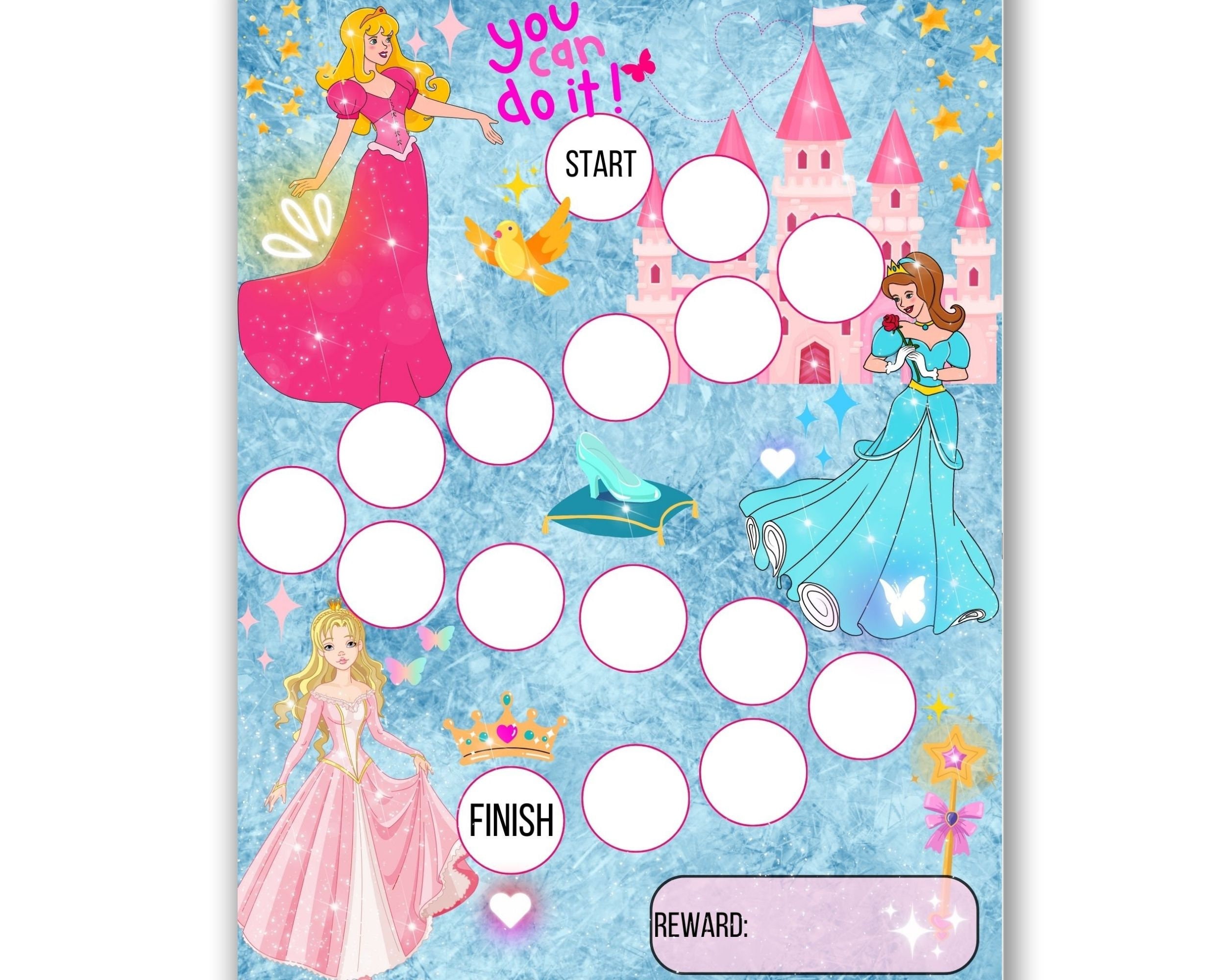 Girls Princess Reward Chart - Potty Training Chart - Chore Chart ...