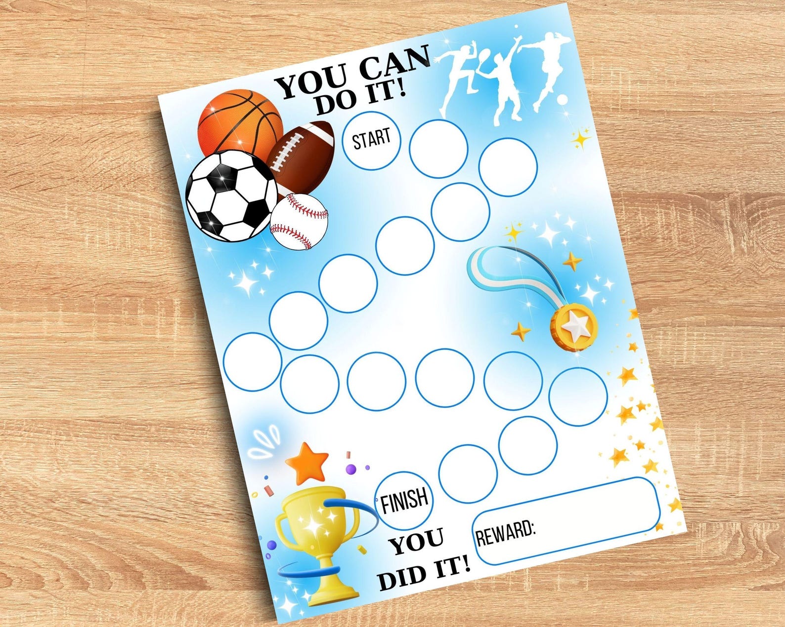 Printable Sports Reward Chart - Kids Reward Chart - Football Sticker ...