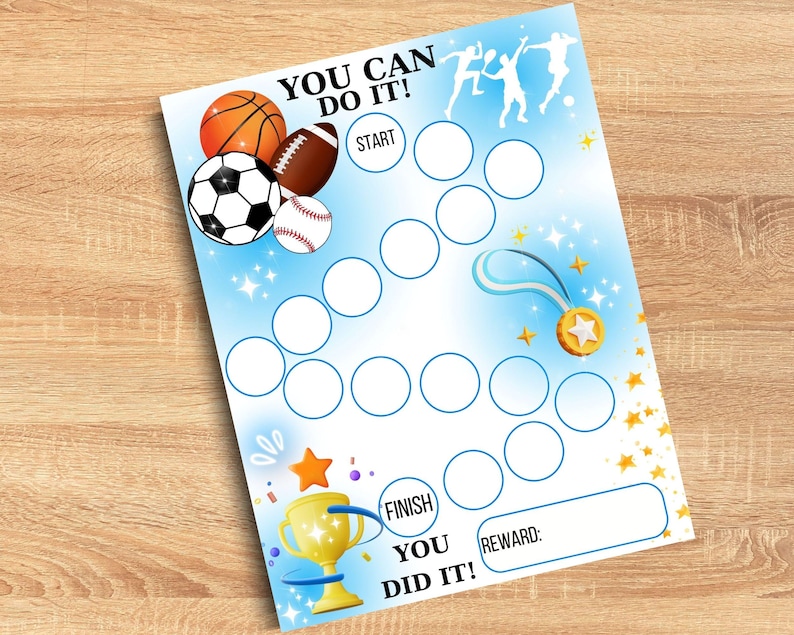 Printable Sports Reward Chart - Kids Reward Chart - Football Sticker ...