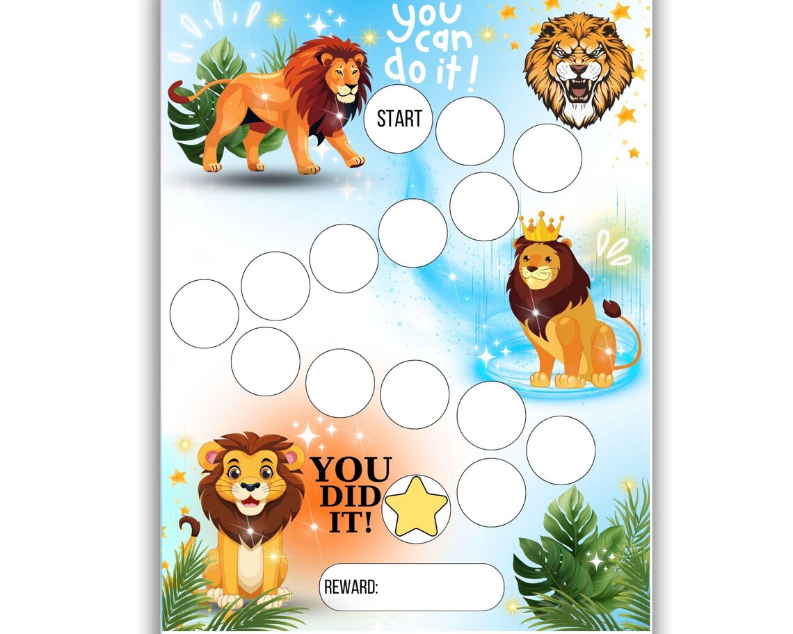 Lion Reward Chart for Kids - Toddler Reward Chart - Motivation Boost ...