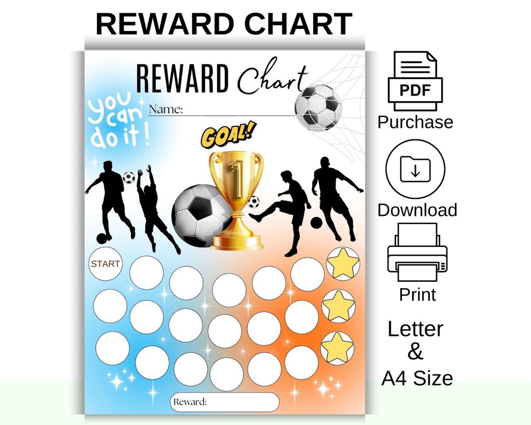 Football Reward Chart - Boys Behavior Chart - Kids Chore Chart ...