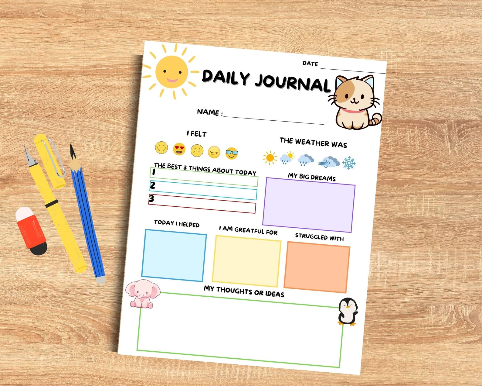 Kids Daily Journal Printable Journal for Kids Diary for Children Kids ...