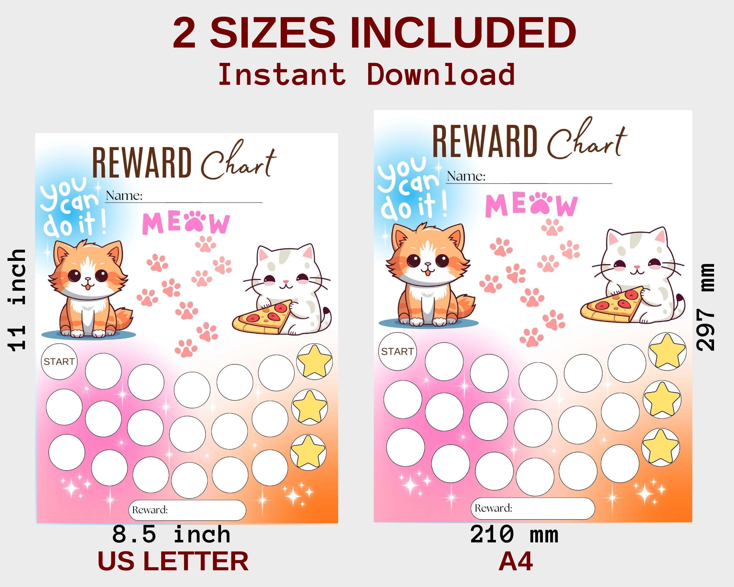 Cat Reward Chart for Kids – Printable Behavior & Potty Training Tracker ...