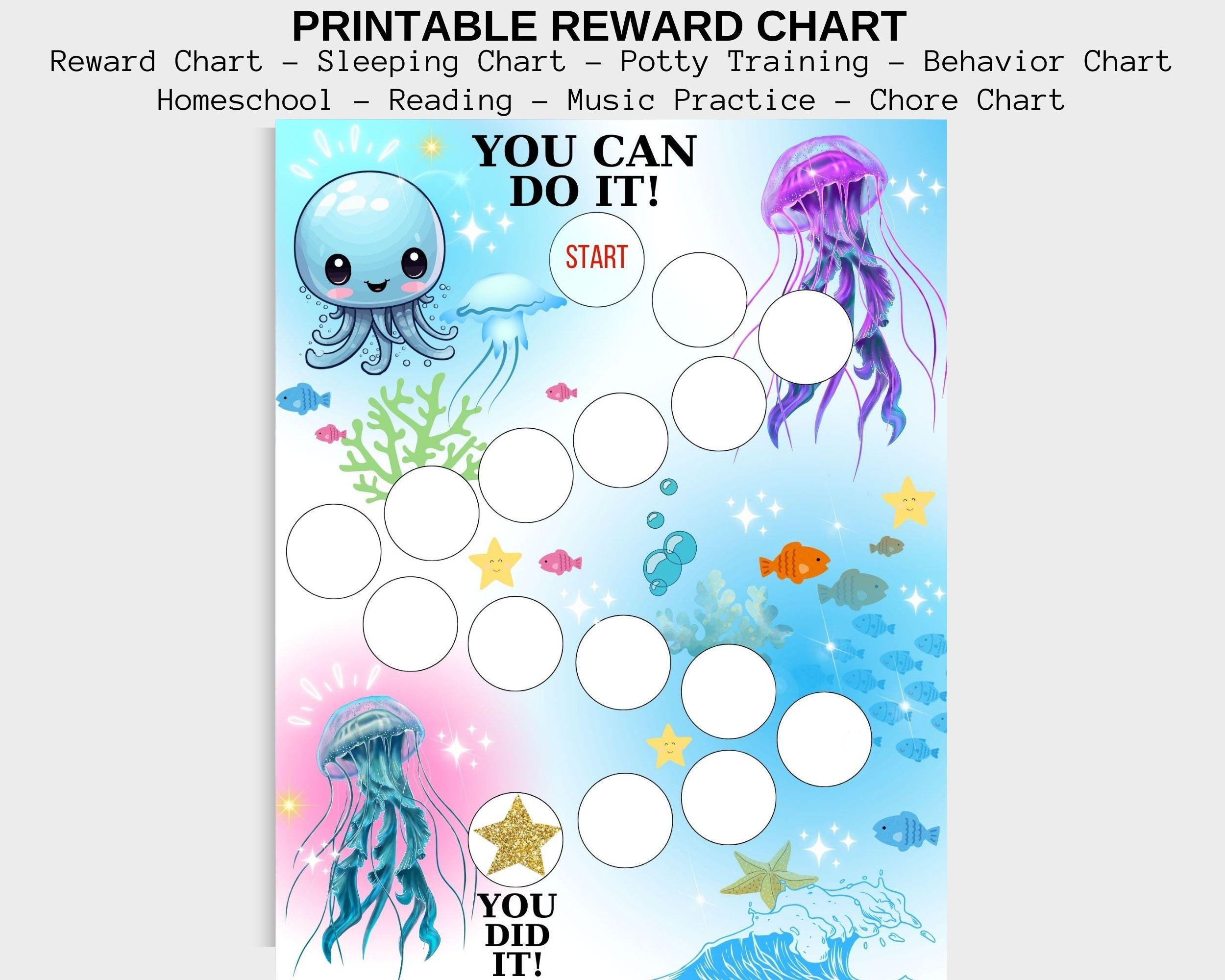 Jellyfish Reward Chart - Fish Sticker Reward Chart - Under the Sea ...