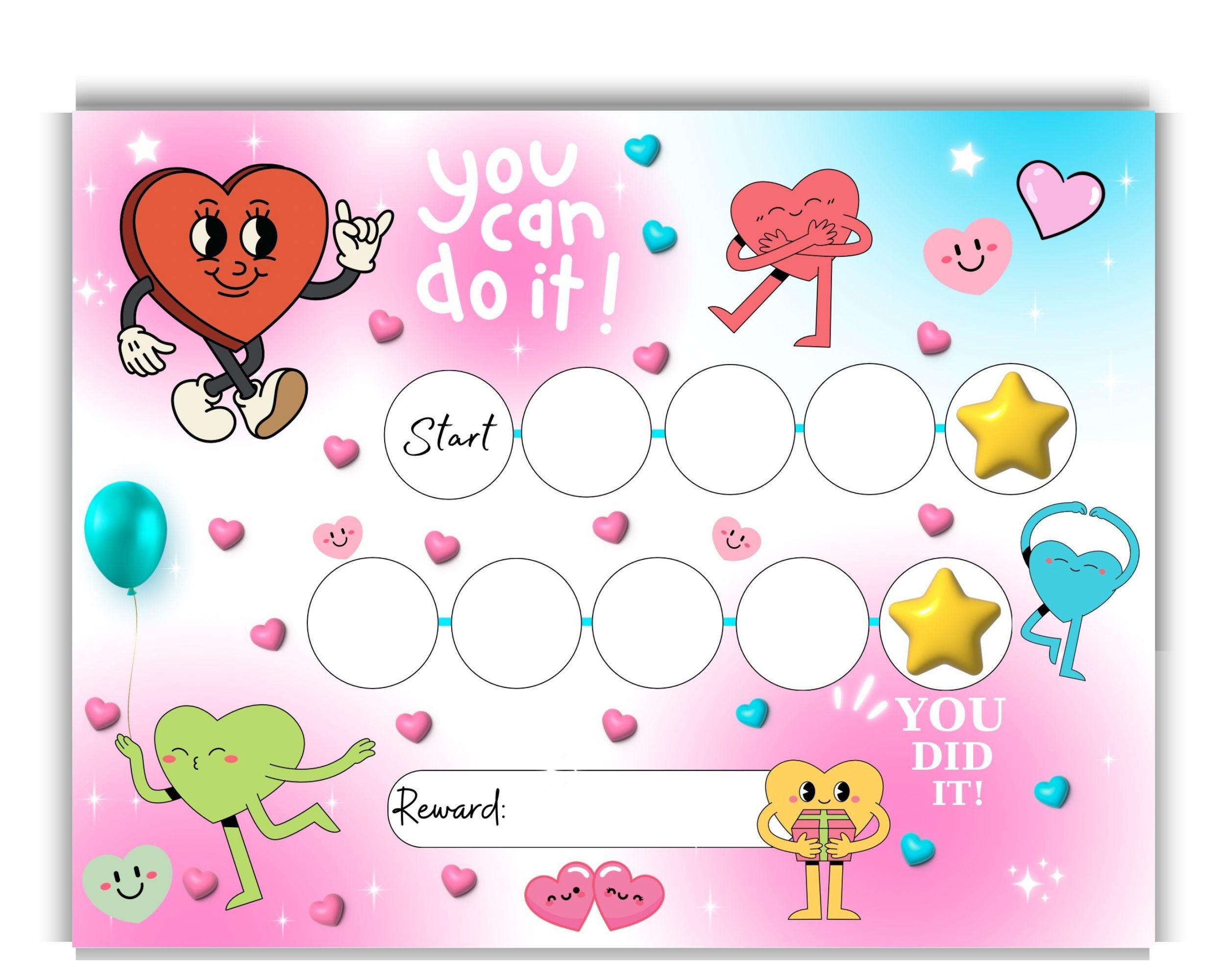 Heart Reward Chart for Kids – Cute Printable Behavior & Chore Tracker ...