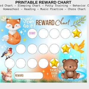 Woodland Animals Reward Chart - Printable Forest Sticker Chart - Fox ...