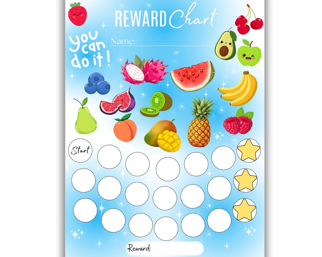 Fruit Reward Chart for Kids – Healthy Eating & Behavior Tracker ...