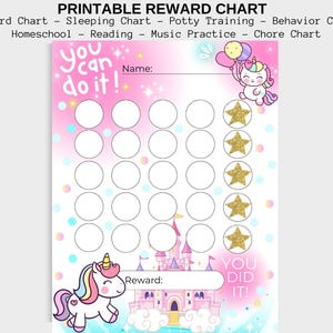 Unicorn Reward Chart - Unicorn Sticker Chart - Potty Training Chart ...