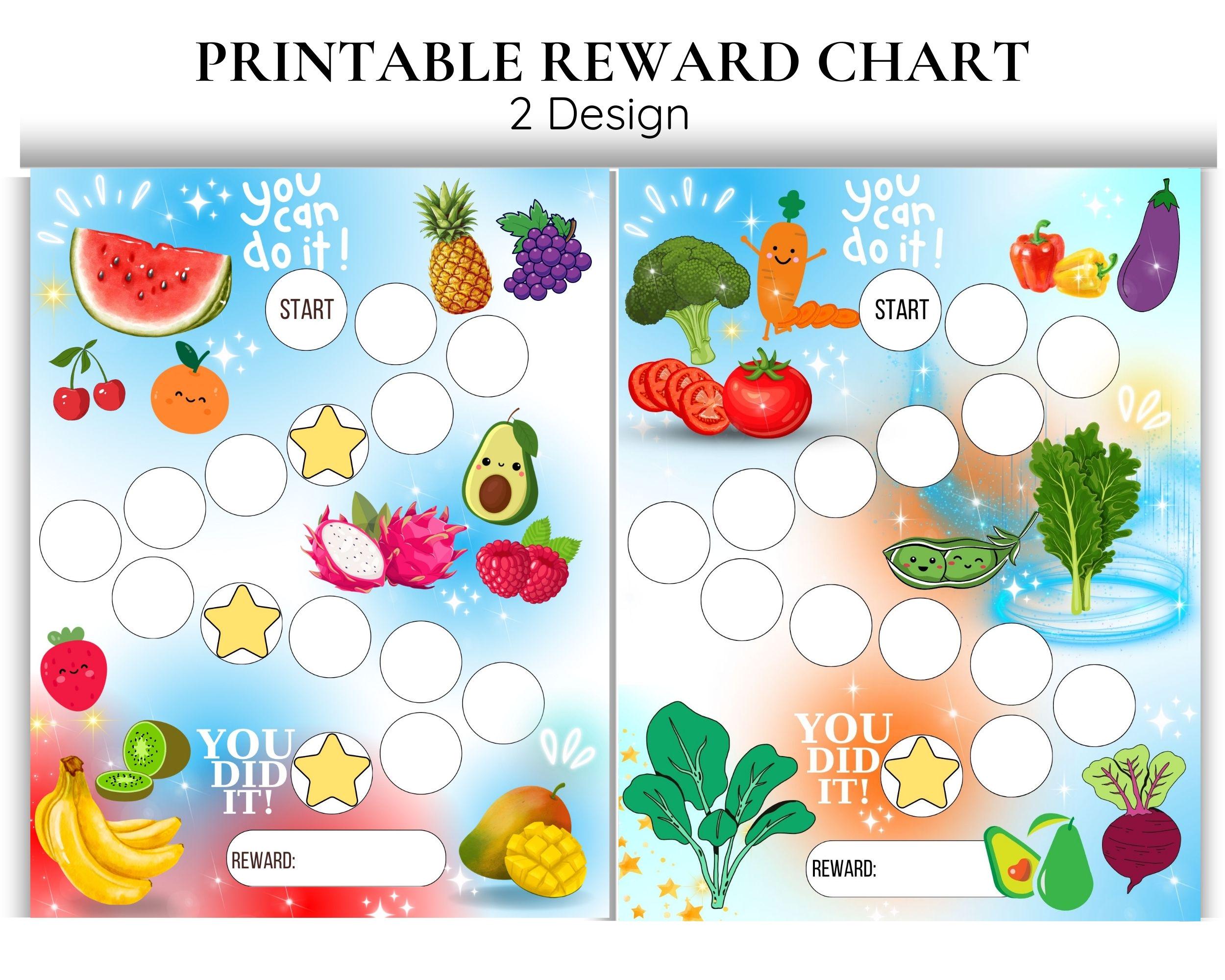 Fruit Reward Chart for Kids - Veggies Sticker Chart - Healty Eating ...