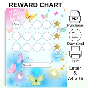 Butterfly Reward Chart for Kids - Printable Behavior Chart - Colorful ...