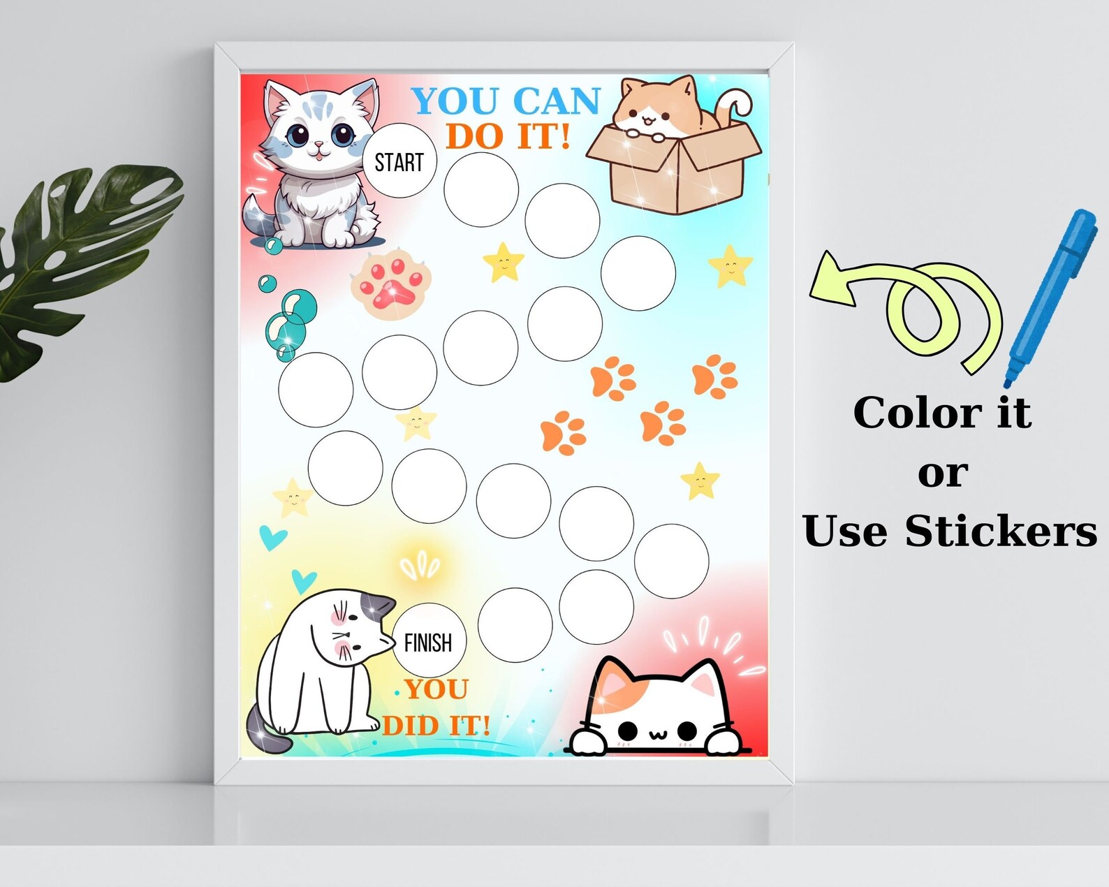 Printable Cat Reward Chart - Kids Reward Chart - Behavior Chart - Potty ...