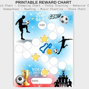 Football Reward Chart - Boys Behavior Chart - Kids Chore Chart ...