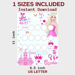 Barbie Reward Chart Girls Princess Reward Chart Potty Training Chart ...