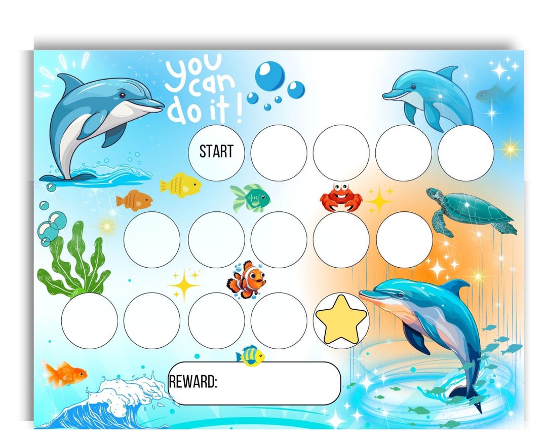 Dolphin Reward Chart - Ocean Themed Printable Chore Chart - Kids ...