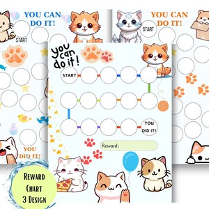 Printable Cat Reward Chart Bundle - Kids Reward Chart - Potty Training ...