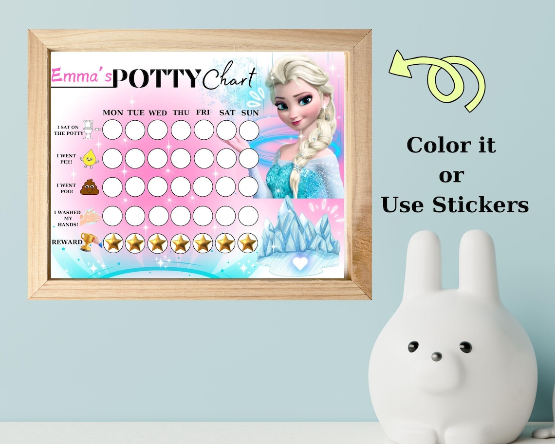 Elsa Princess Potty Training Chart: Toddler Reward, Frozen, A4 -US ...