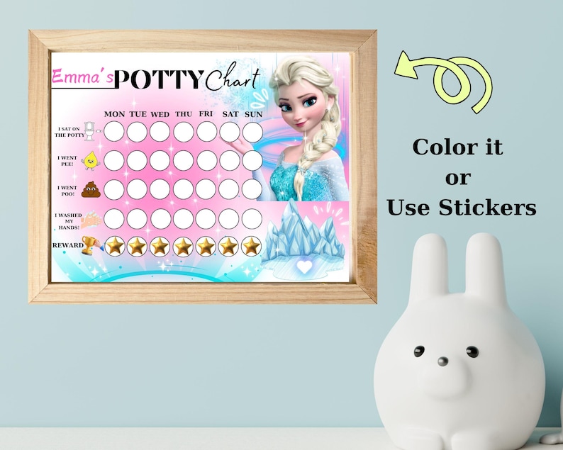 Elsa Princess Potty Training Chart: Toddler Reward, Frozen, A4 -US ...