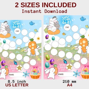 Printable Easter Reward Chart for Kids - Bunny Behavior Chart - Spring ...