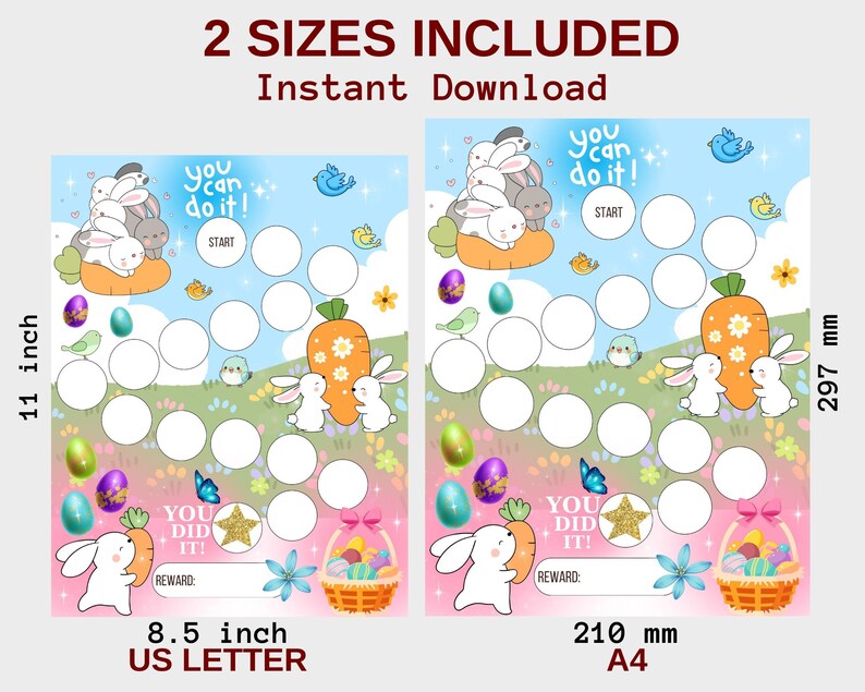 Printable Easter Reward Chart for Kids - Bunny Behavior Chart - Spring ...
