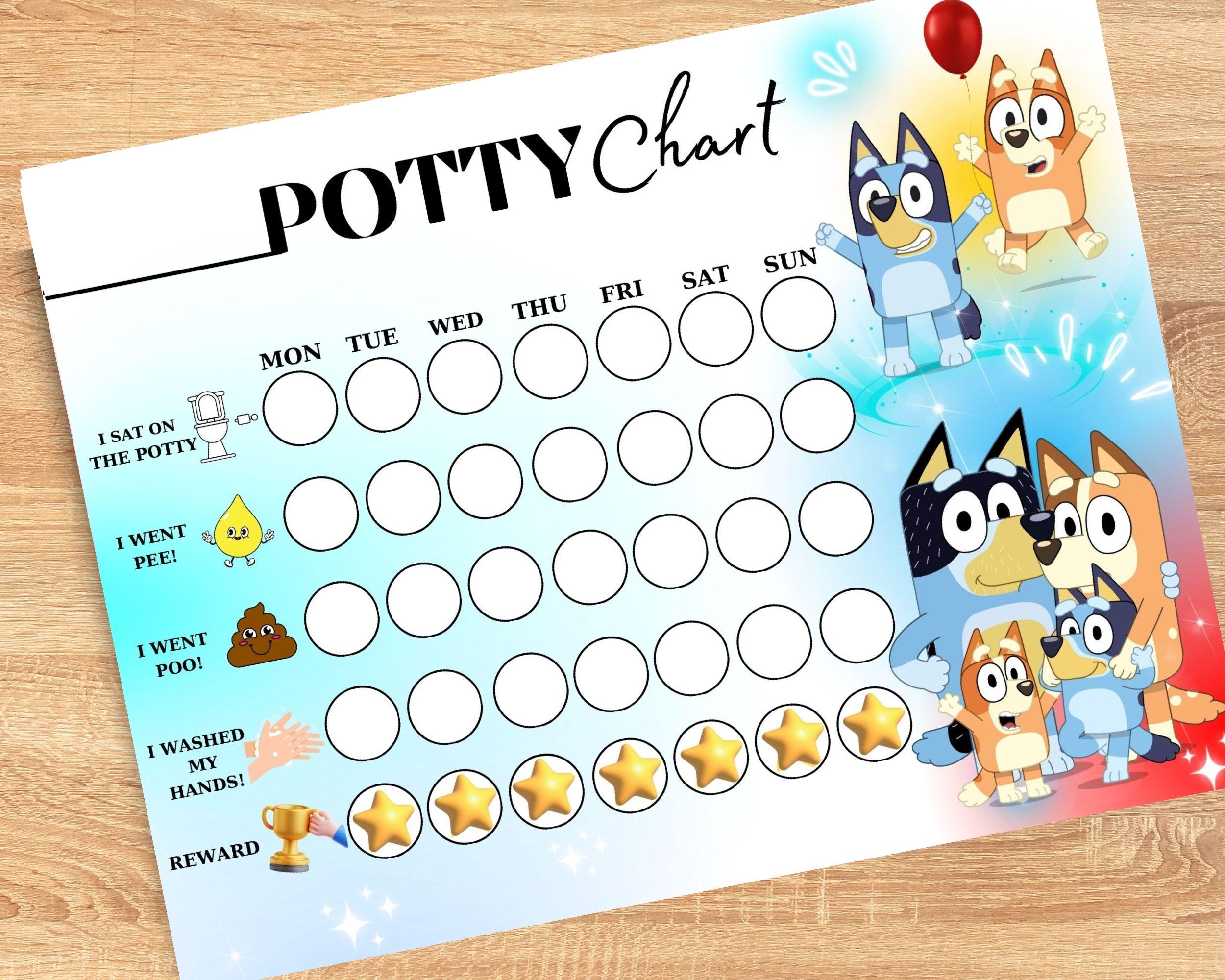 Bluey Potty Training Chart - Bluey Family Potty Reward Chart - Toilet ...