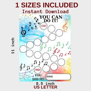 Printable Music Reward Chart Music Practice Chart Kids Music Reward ...