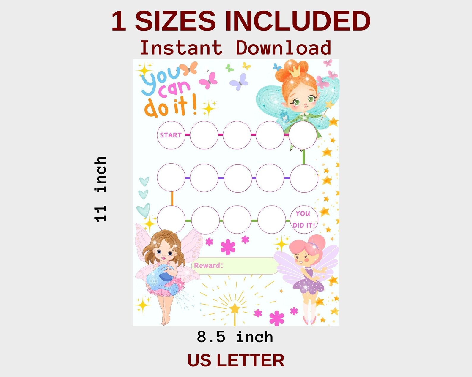Fairy Reward Chart Princess Reward Chart Sleeping Chart Potty Training ...