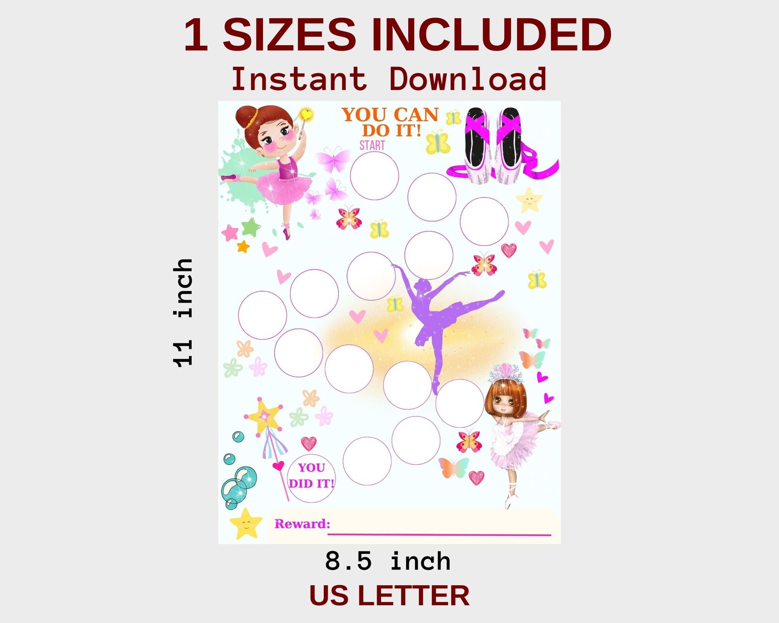 Printable Ballerina Reward Chart Ballet Reward Chart Girls Potty ...