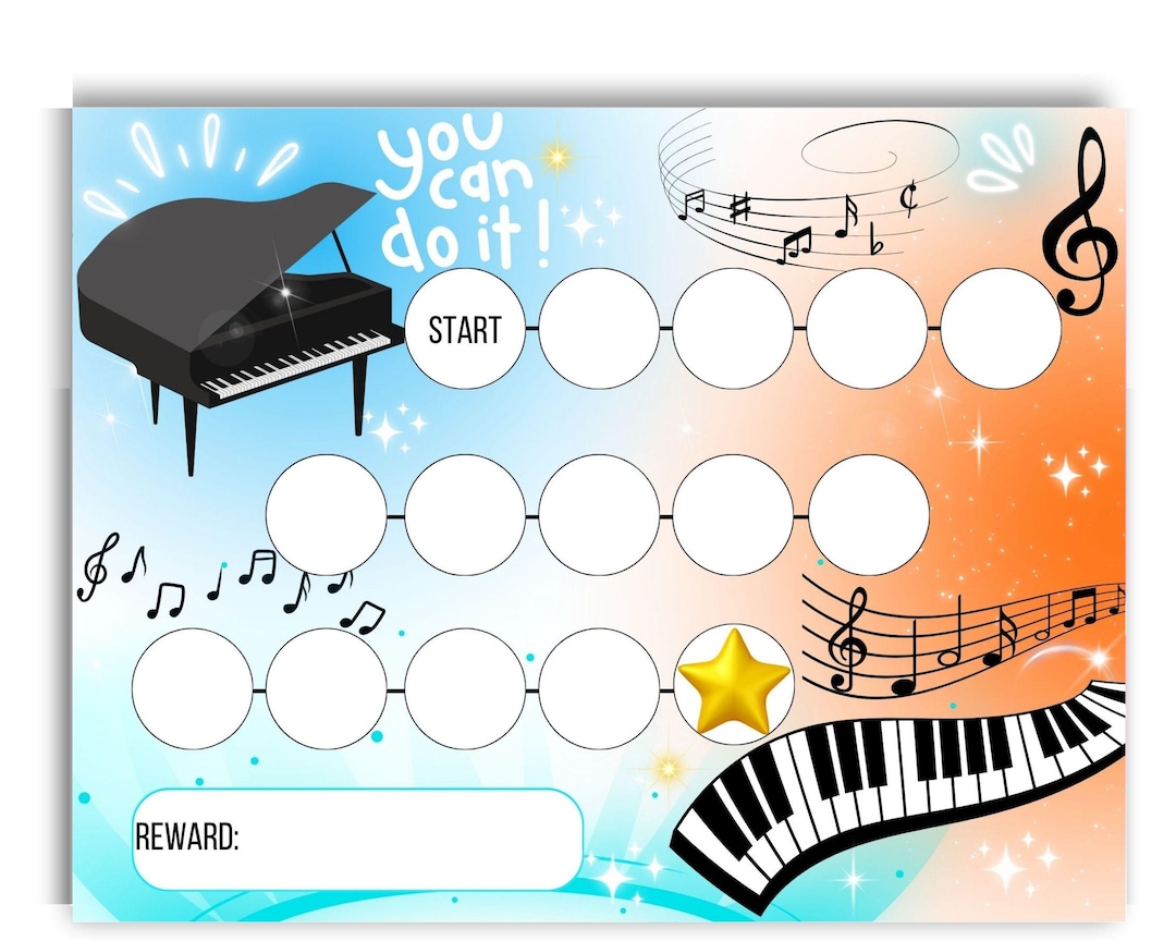 Printable Piano Reward Chart - Music Practice - Piano Practice - Music ...