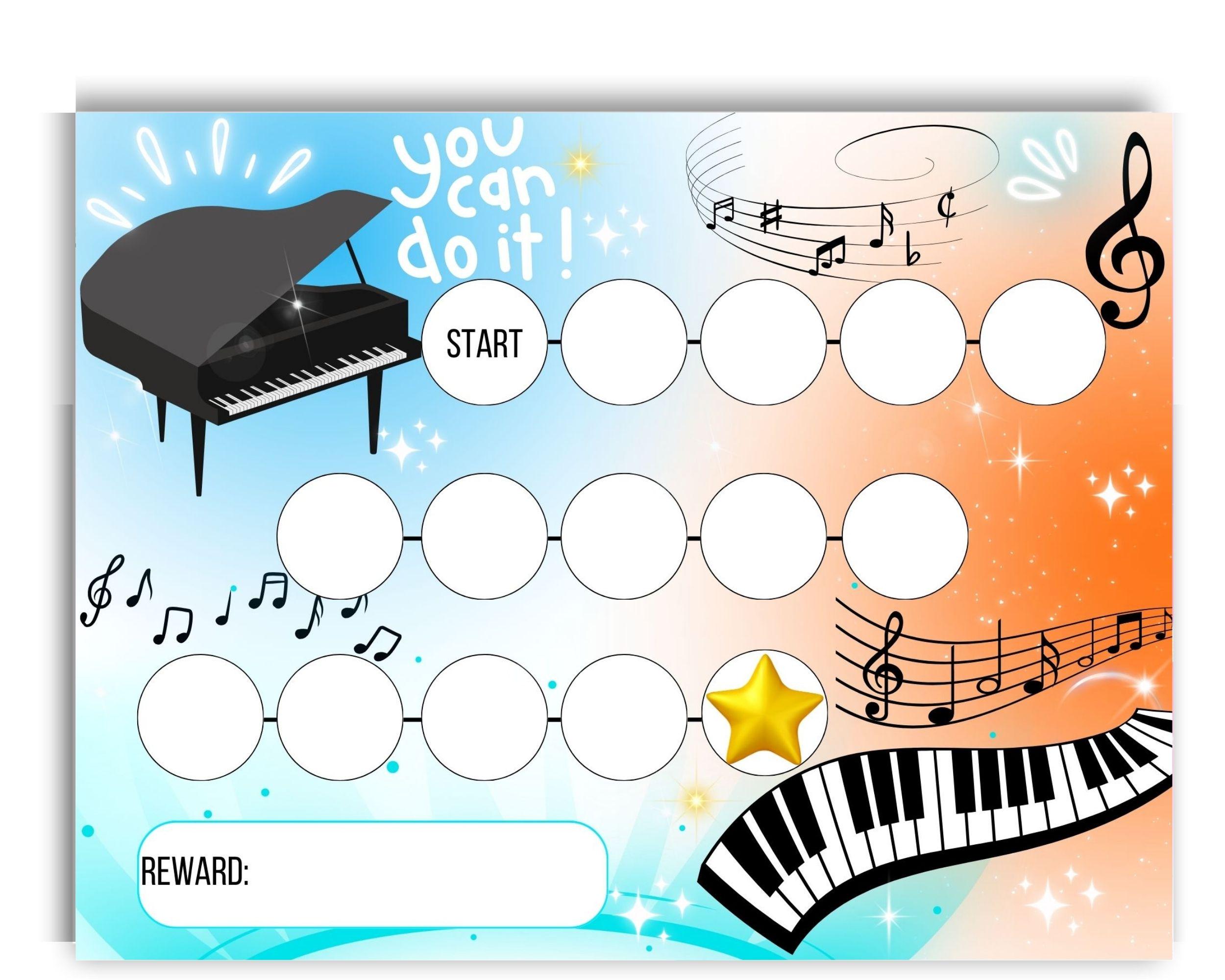 Printable Piano Reward Chart - Music Practice - Piano Practice - Music ...