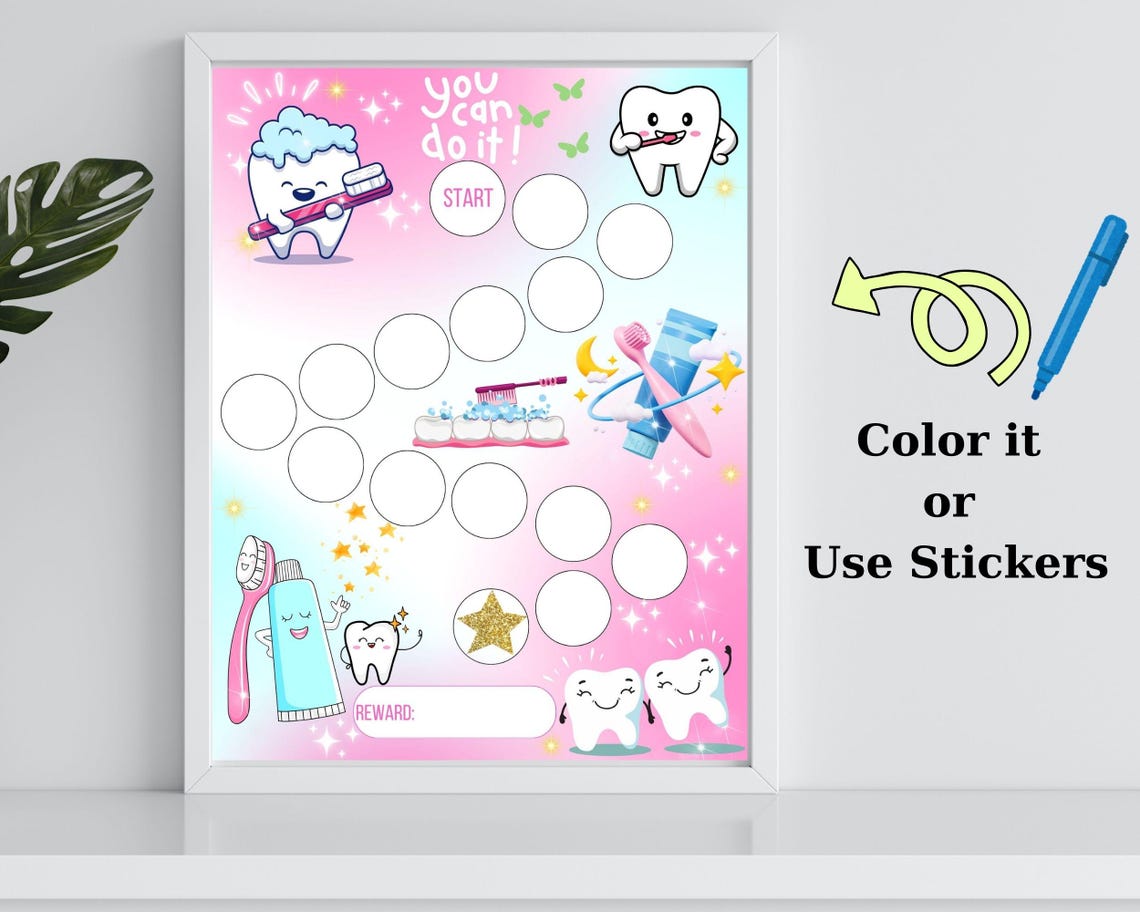 Teeth Brushing Reward Chart - Tooth Brushing Reward Chart - Sticker ...