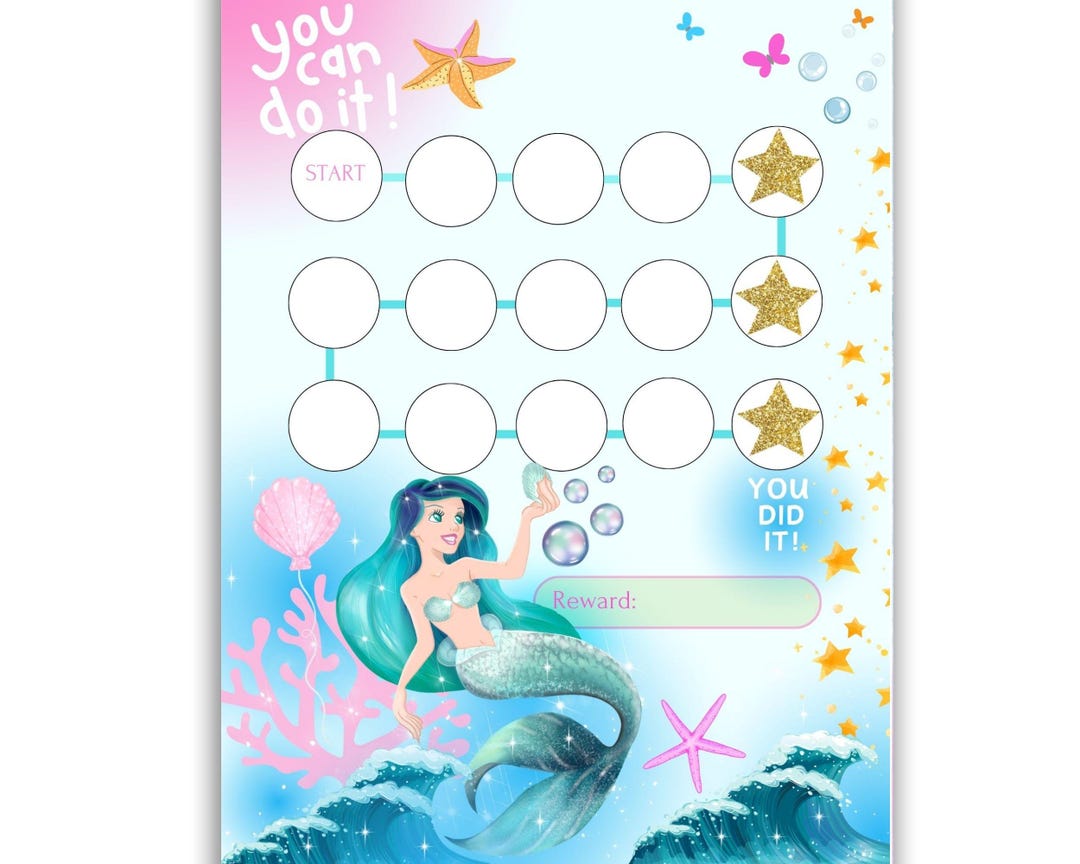 Mermaid Reward Chart for Kids: Printable Behavior & Potty Training ...