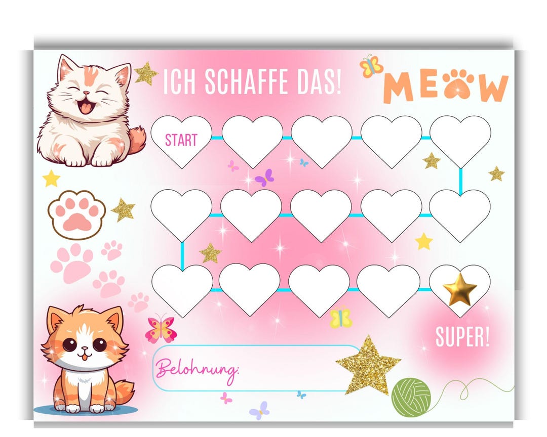 Cat Reward Chart - Sticker Chart for Kids - Behavior Chart - Potty ...