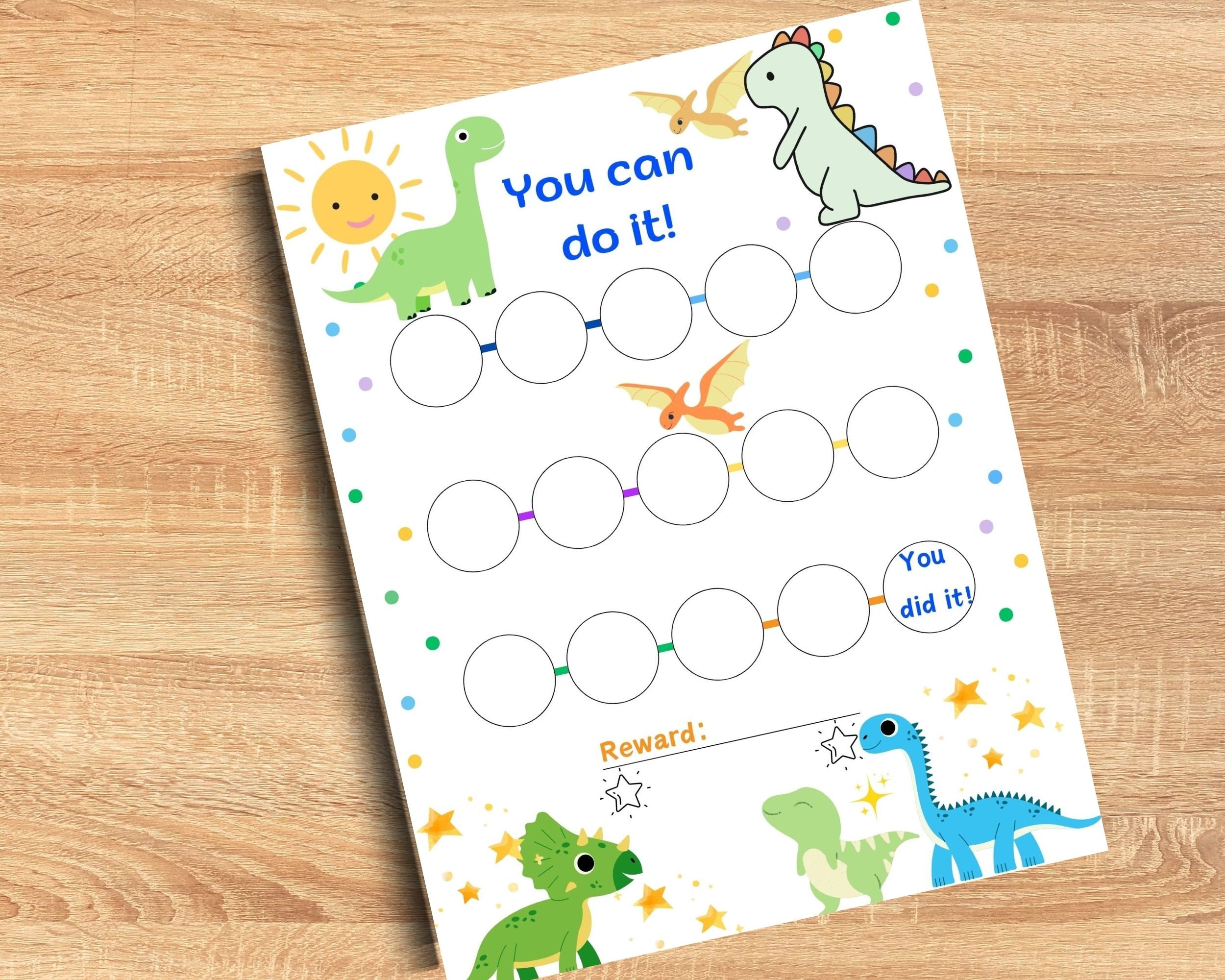 Dinosaur Reward Chart Potty Training Chart Kids Reward Chart Chore ...