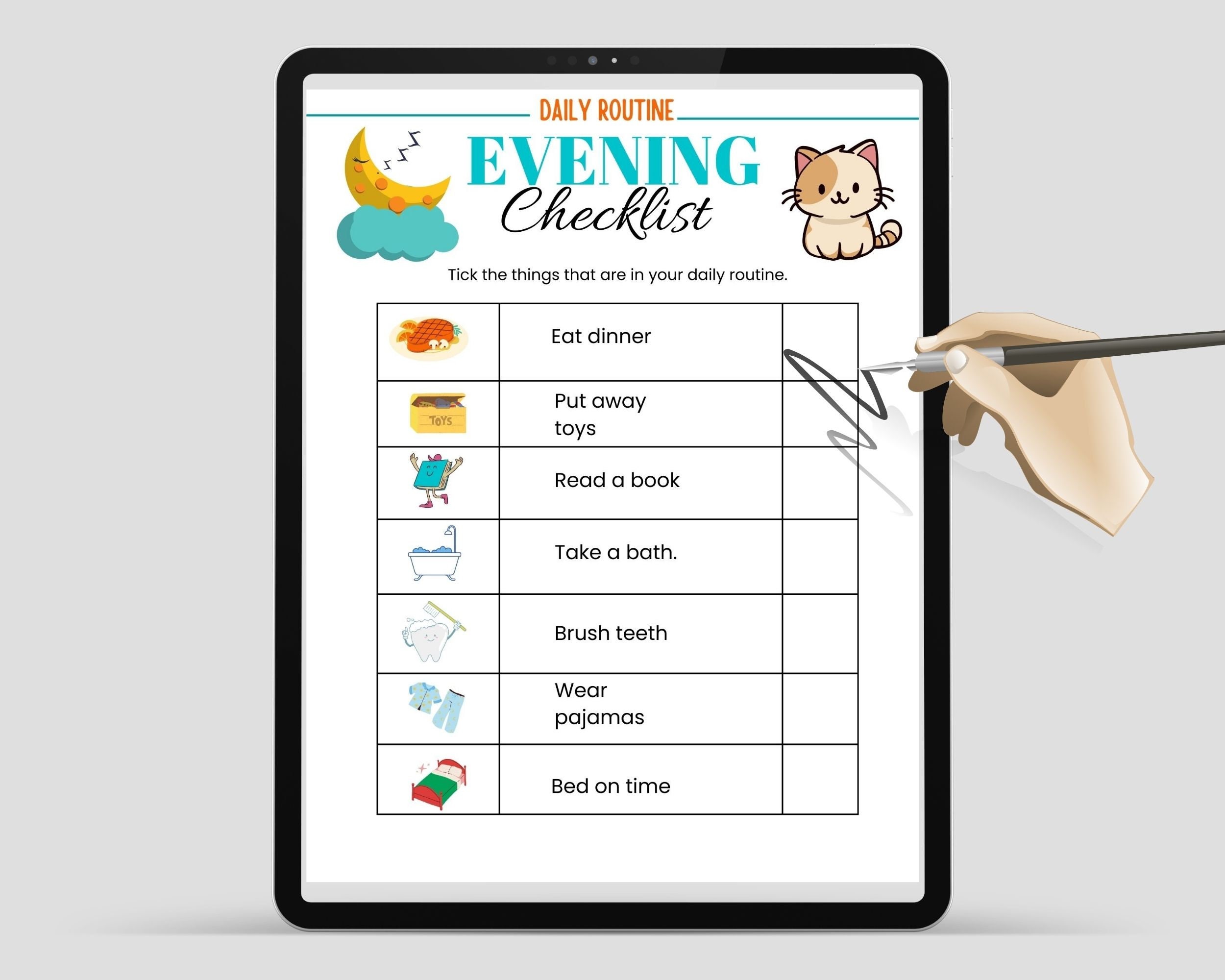 Kids Daily Checklist Printable Kids Daily Routine Morning Routine for ...