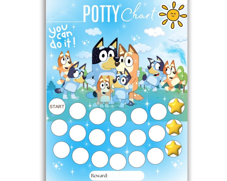 Bluey Family Potty Training Chart - Toilet Training Chart - Positive ...