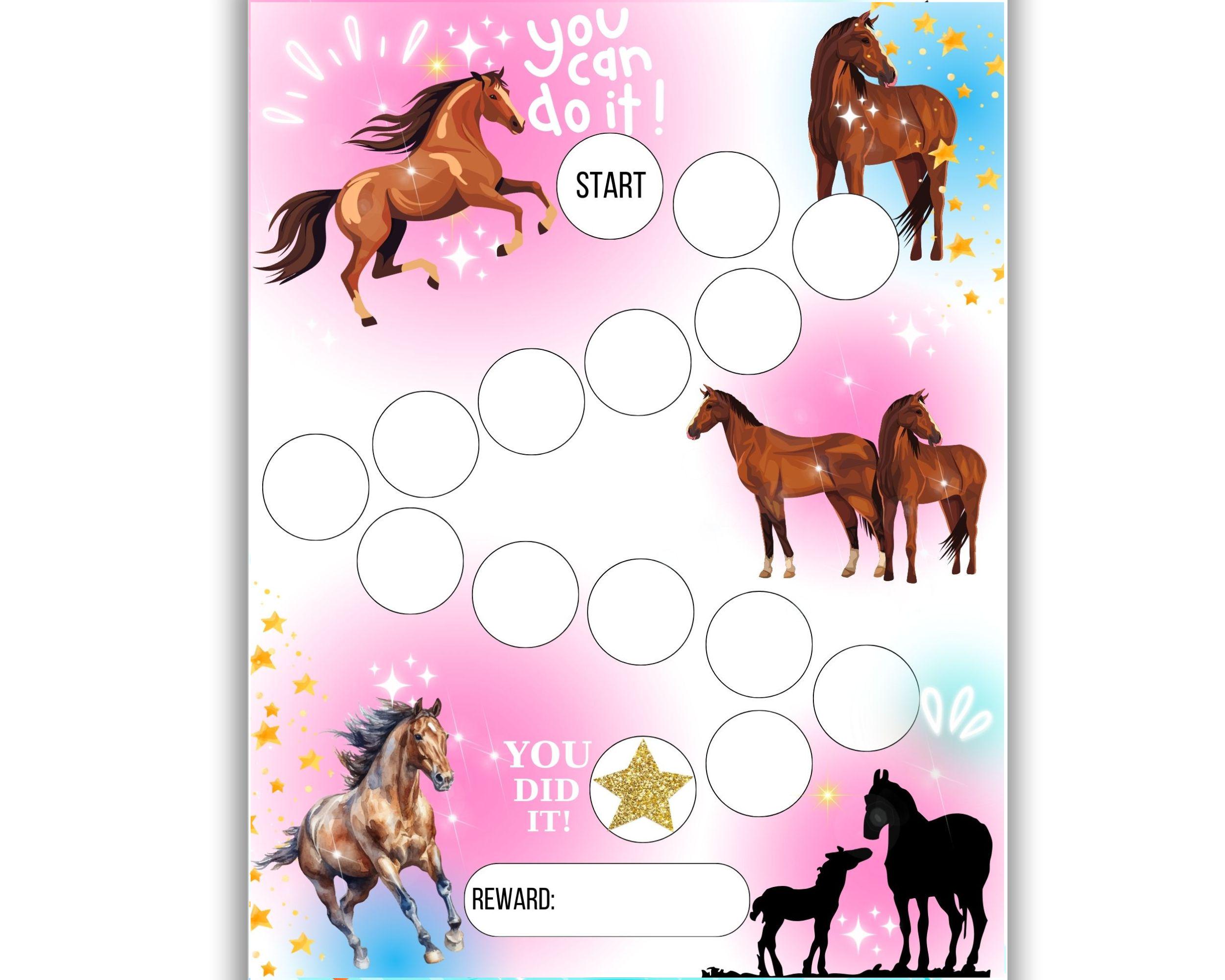 Pink Horse Reward Chart for Girls – Pony Themed Chore Chart – Printable ...