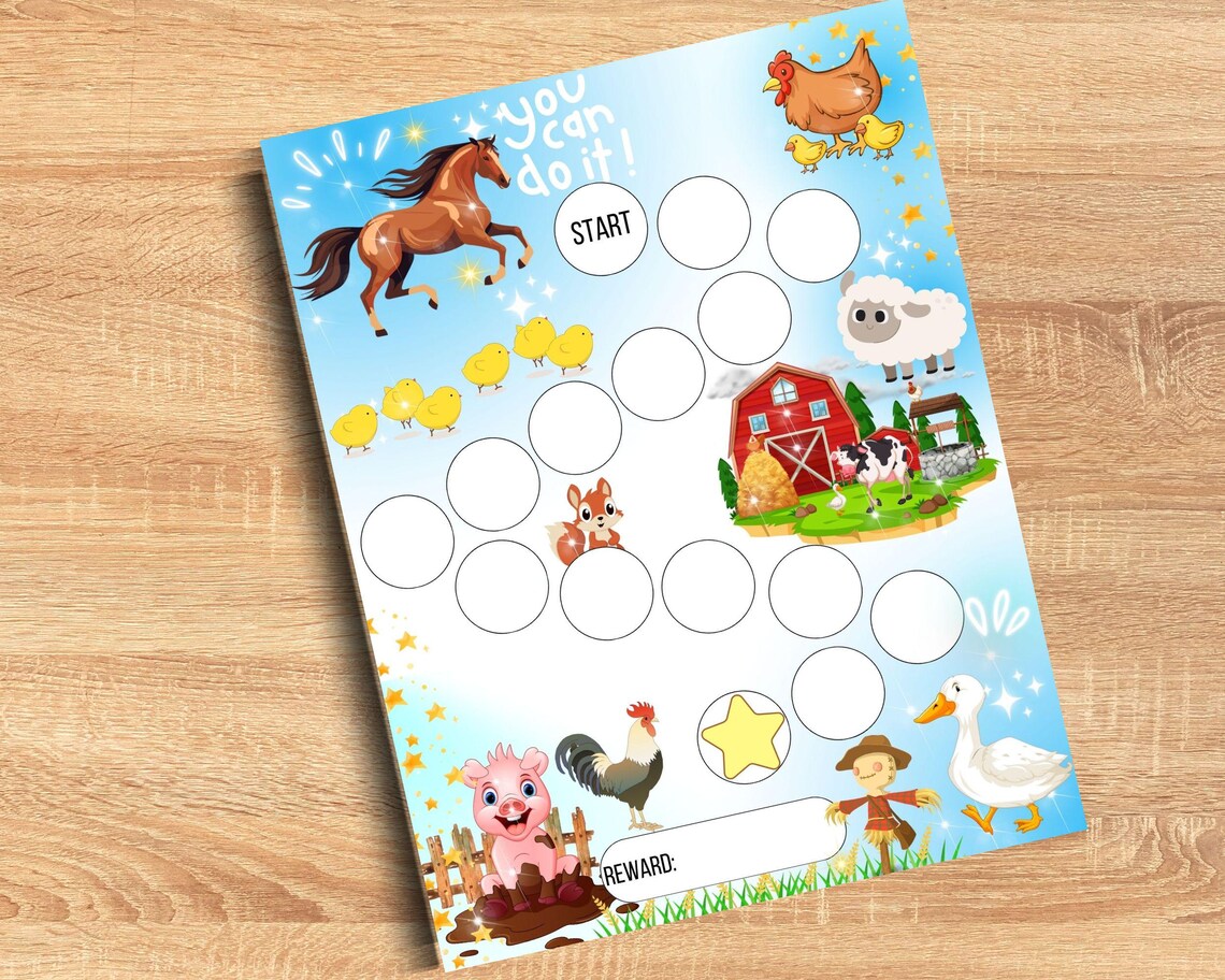 Farm Reward Chart Kids Behavior Chart Potty Training Chart Chore Chart ...