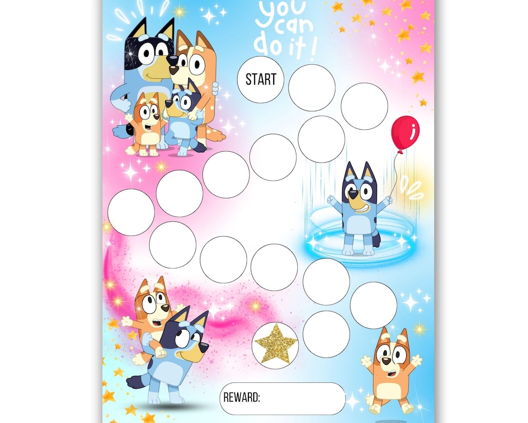 Bluey Reward Chart - Kids Reward Chart - Potty Training Chart - Chore ...