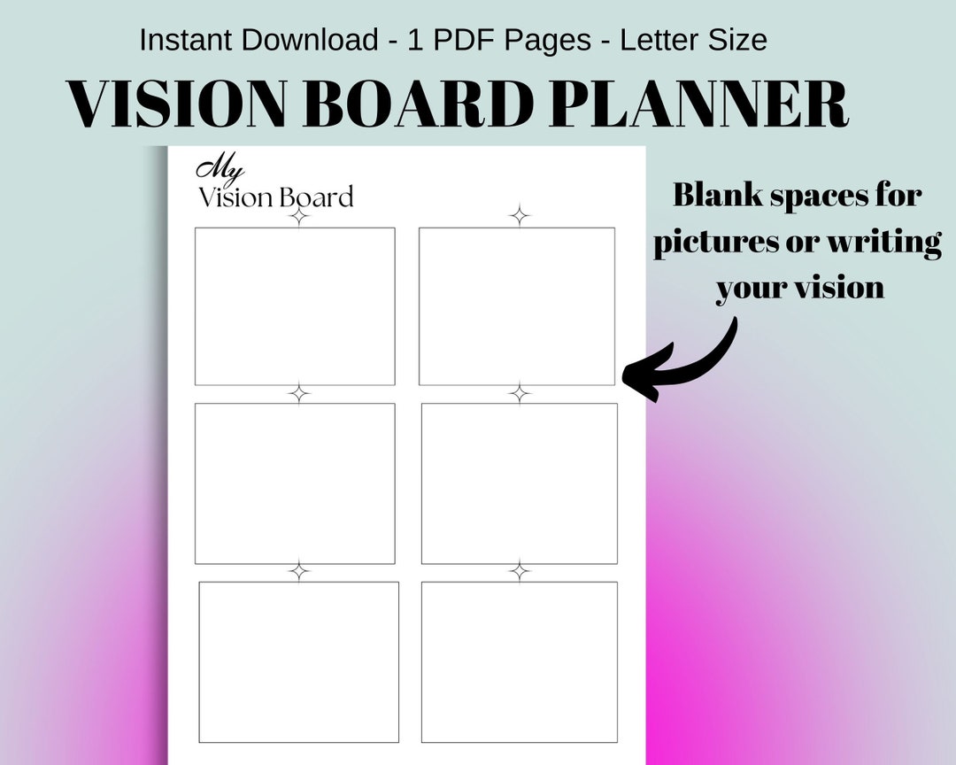 Vision Board Printable Focus Board Printable Vision Board PDF Simple ...