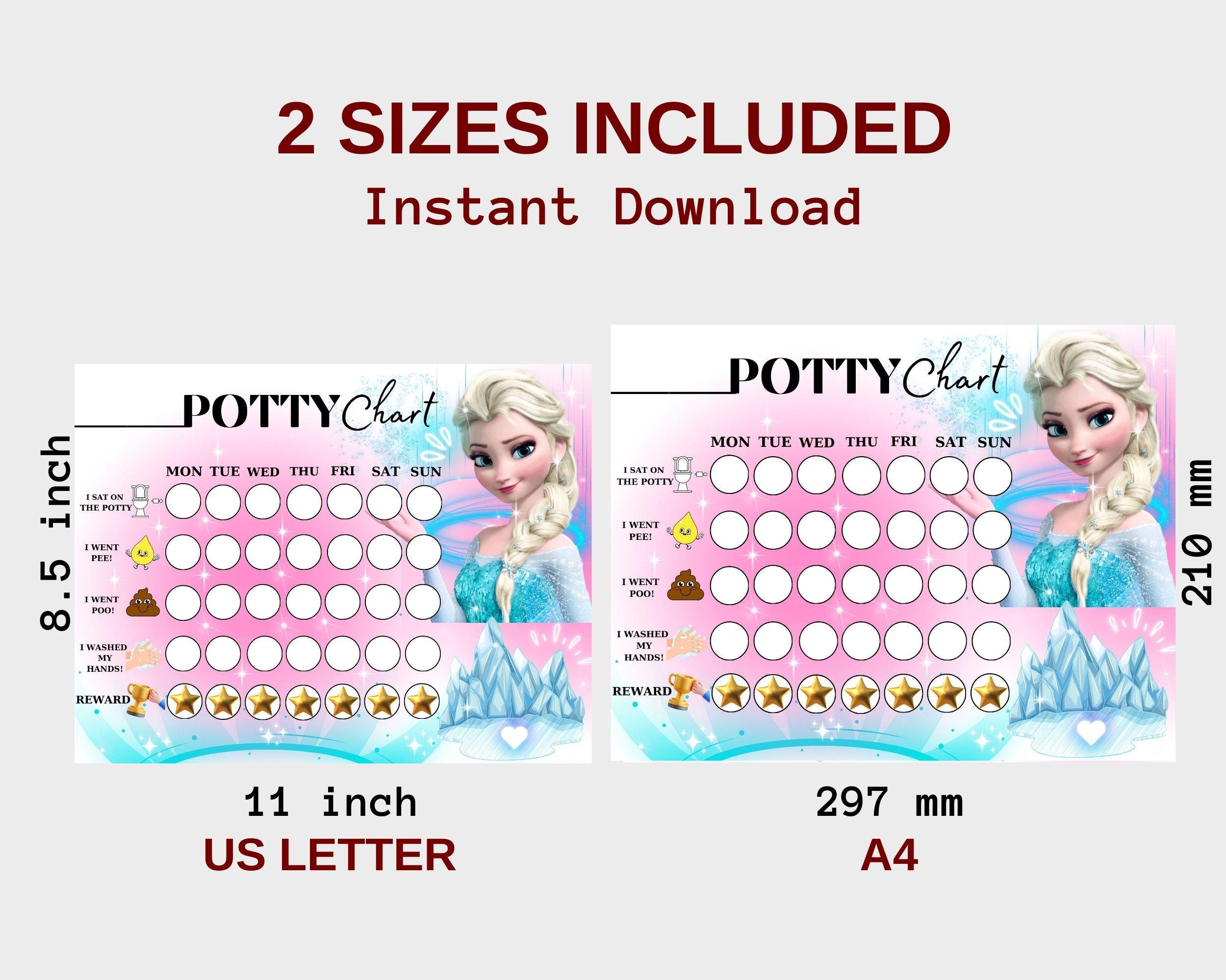 Elsa Princess Potty Training Chart: Toddler Reward, Frozen, A4 -US ...
